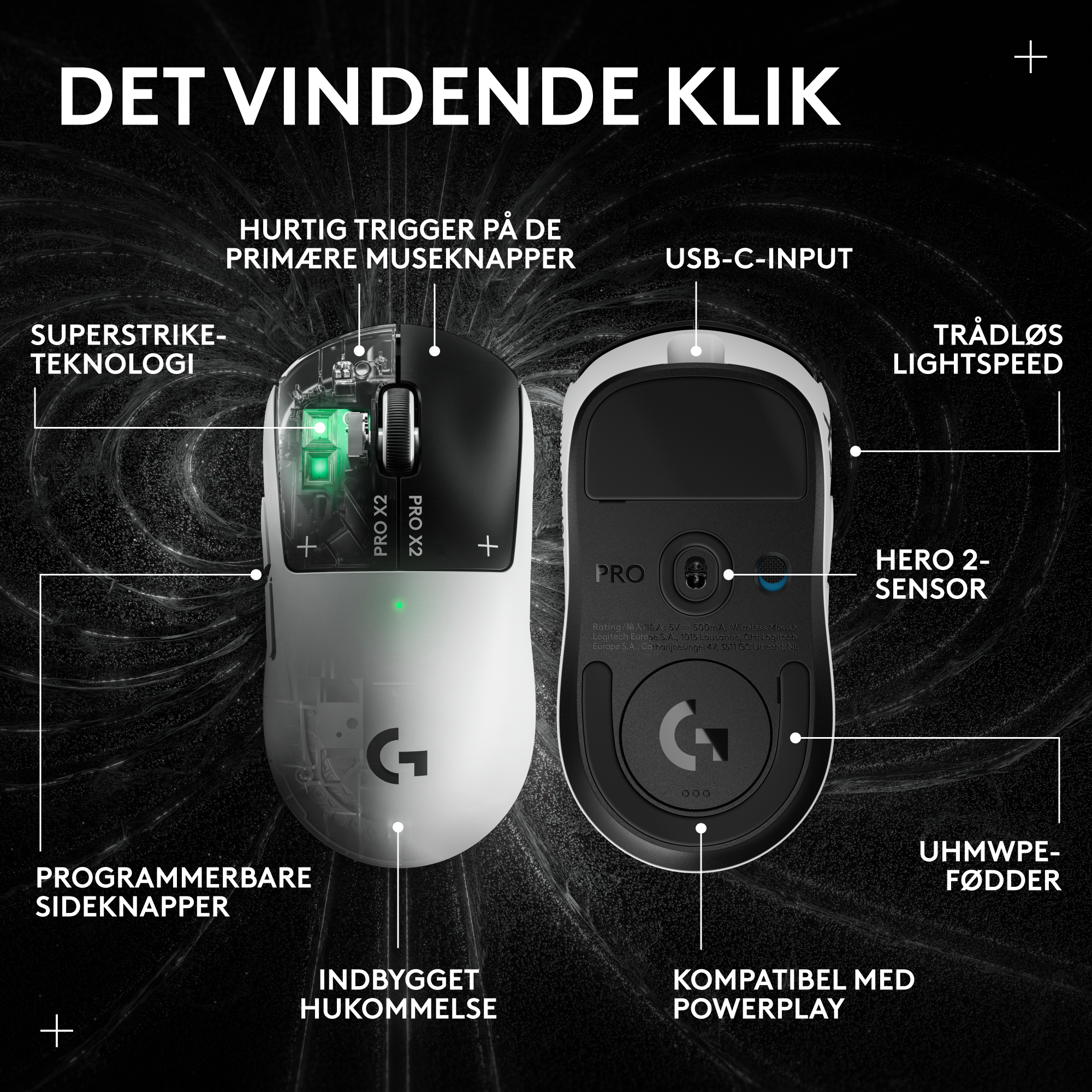 Logitech PRO X2 SUPERSTRIKE LIGHTSPEED-gamingmus - POWER.dk